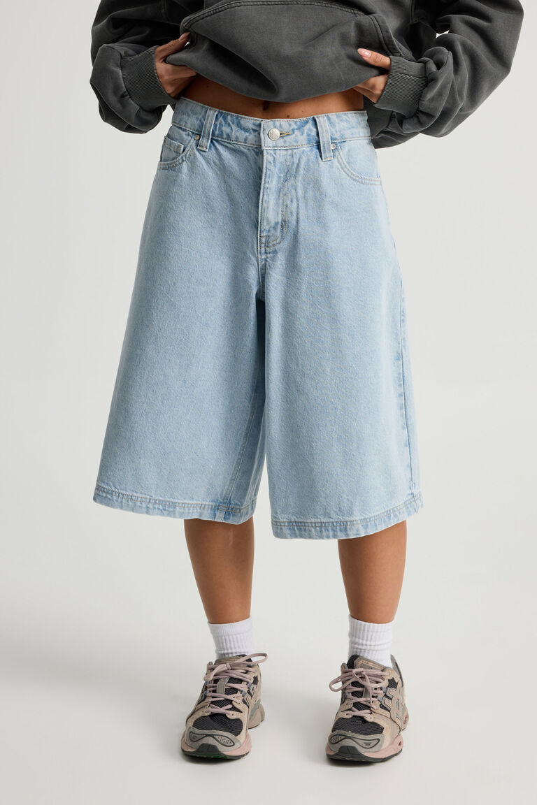 Women’s Blue Mega Baggy Jort | Factorie Australia